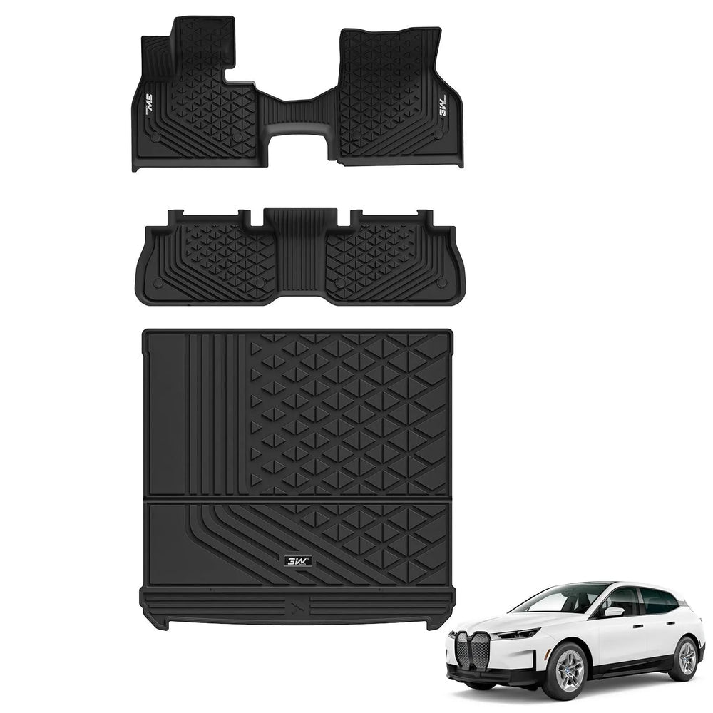 3W BMW iX 2022-2026 Custom Floor Mats / Trunk Mats Thorex™ All-Weather ...