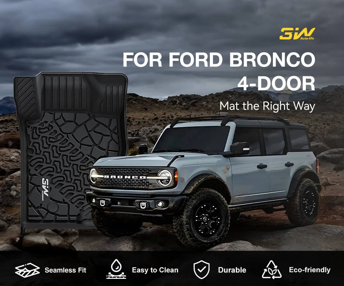 3W Ford Bronco 4-Door 2021-2024 Floor Mats / Trunk Mat TPE Material ...