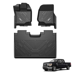 3W Custom Floor Mats Ford F150 (2015-2024) & F250 F350 F450 F550 (2017 ...