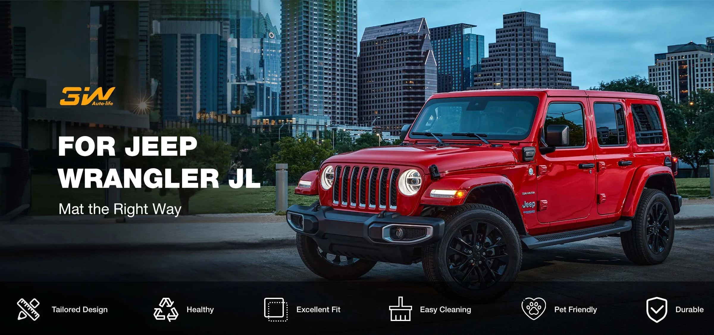 3W Jeep Wrangler JLU Custom Floor Mats or Trunk Mat 2018-2024 Unlimite