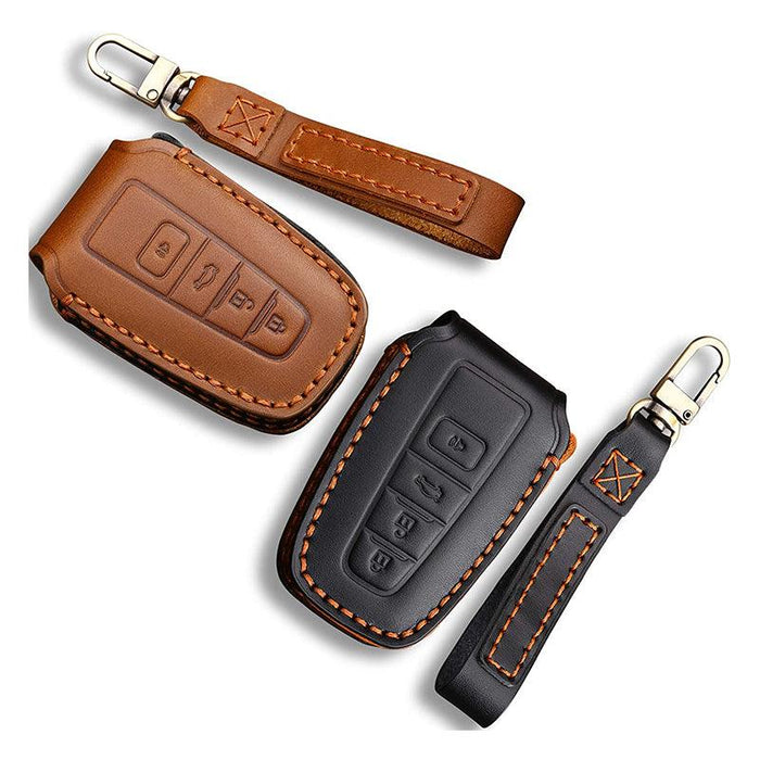 3W Toyota RAV4 Key Fob Cover Case 360 Degree Protection Genuine Leather ...